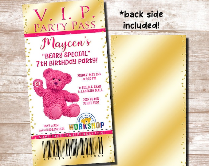 Build A Bear Invitations Bear Invitations Teddy Bear - Etsy