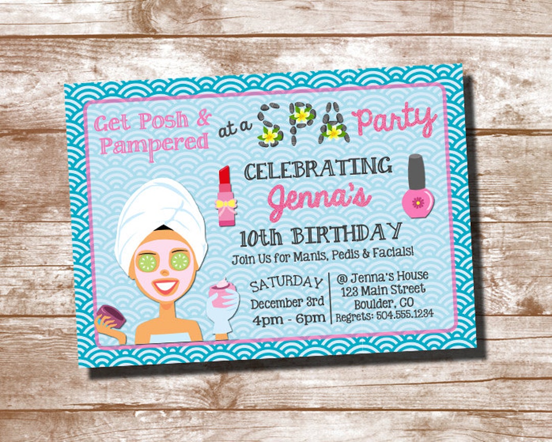 Spa Party Invitation, Spa Birthday Invitation, Spa Invitation, Spa ...
