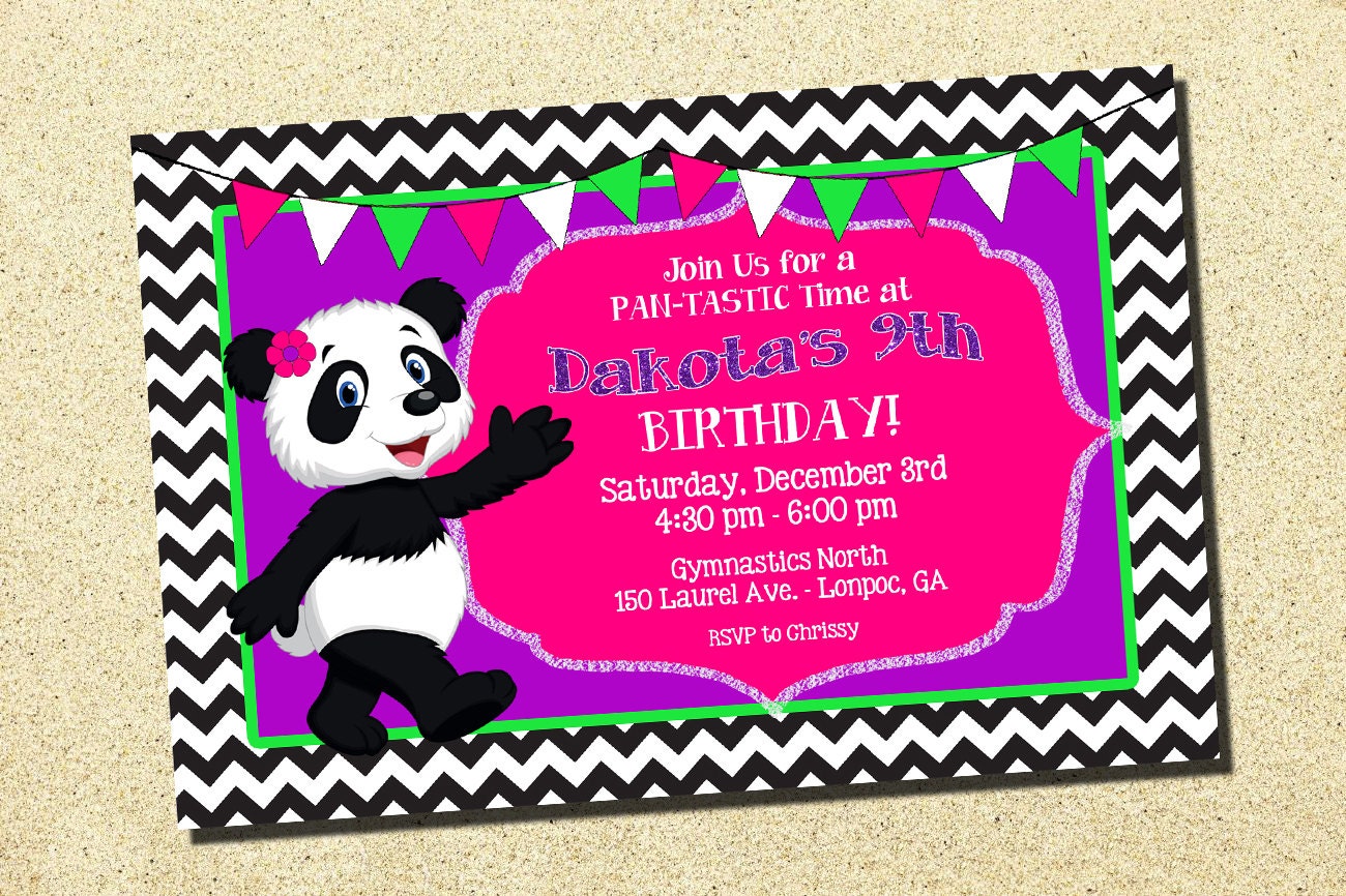 Panda Invitation Panda Bear Invitation Panda Birthday Party | Etsy
