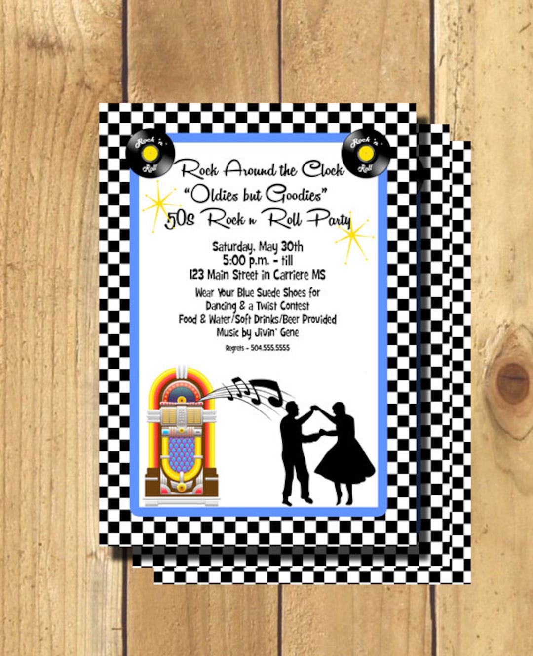 1950s Invitation, 1960s Invitation, Rock N Roll Invitation, Sock Hop ...