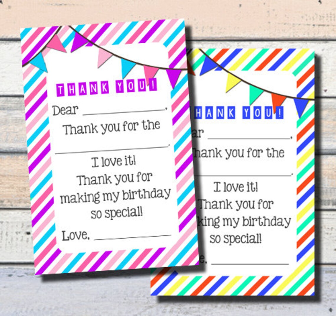 Thank You Note Card, Fillable Thank You Note Card, 4x6 Thank You Note ...