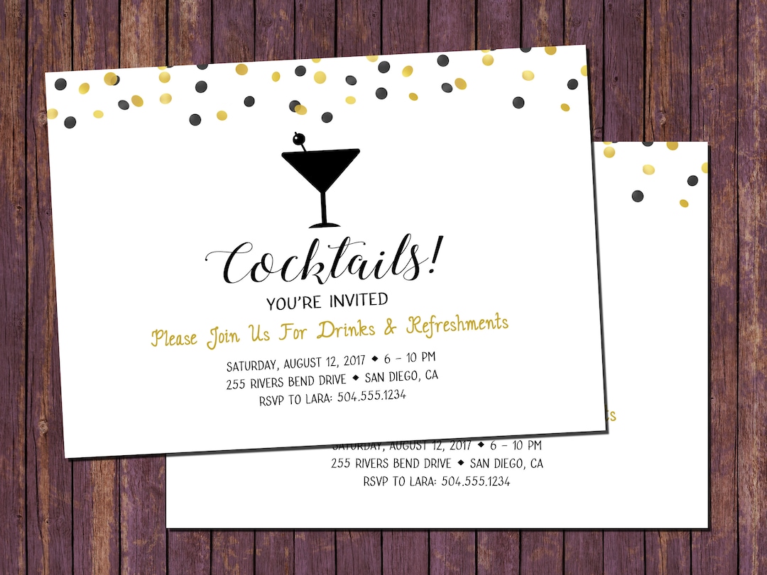 Cocktail Party Invitation, Cocktail Invitation, Cocktail Drinks ...