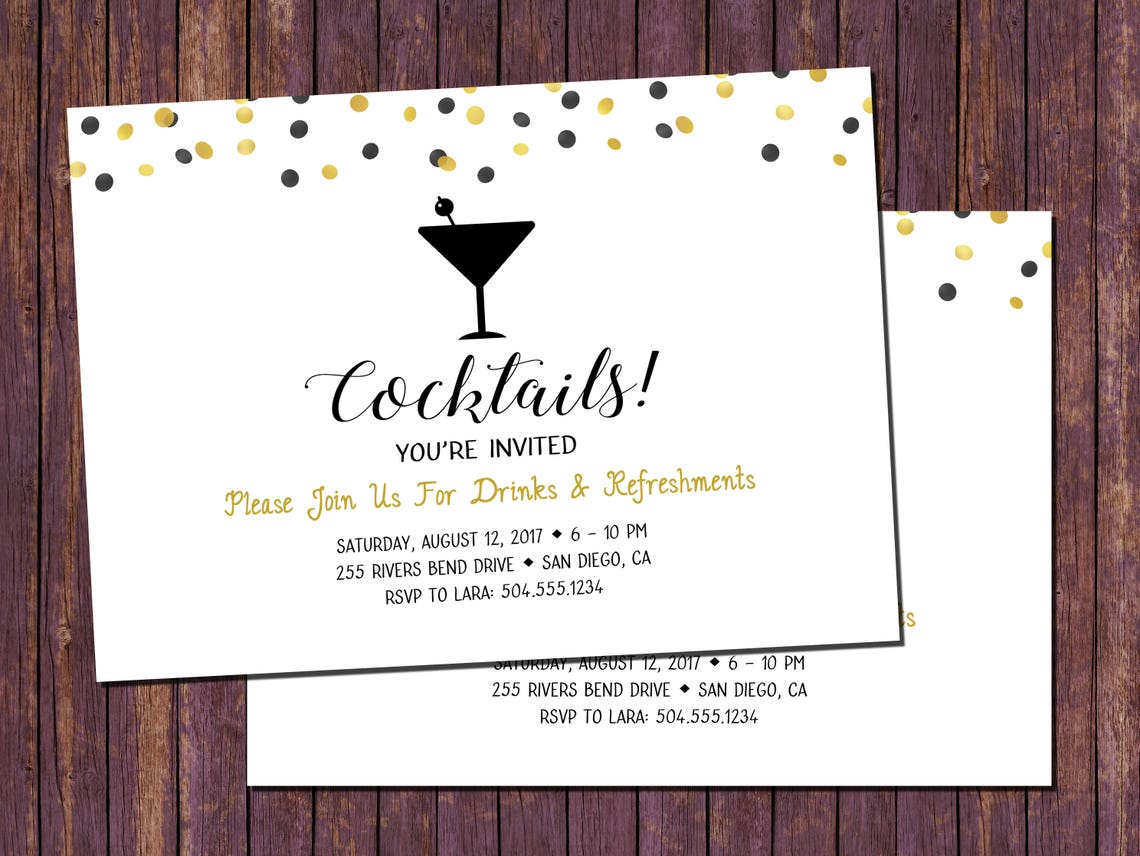 Cocktail Party Invitation Cocktail Invitation Cocktail | Etsy