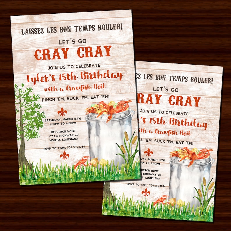 Crawfish Invitation, Crawfish Boil Invitation, Crawfish Birthday Party ...