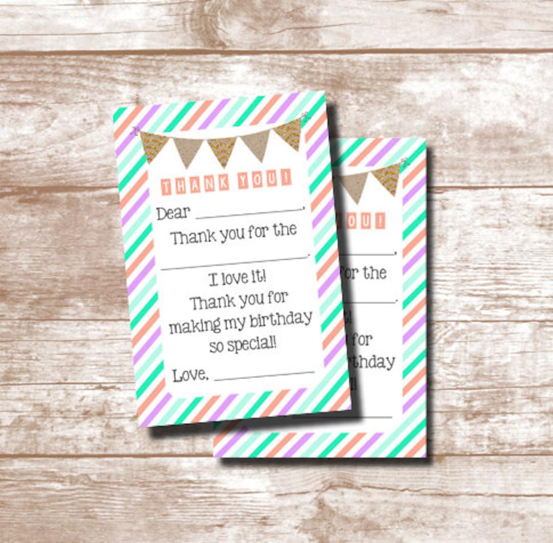 Thank You Note Card, Fillable Thank You Note Card, 4x6 Thank You Note ...