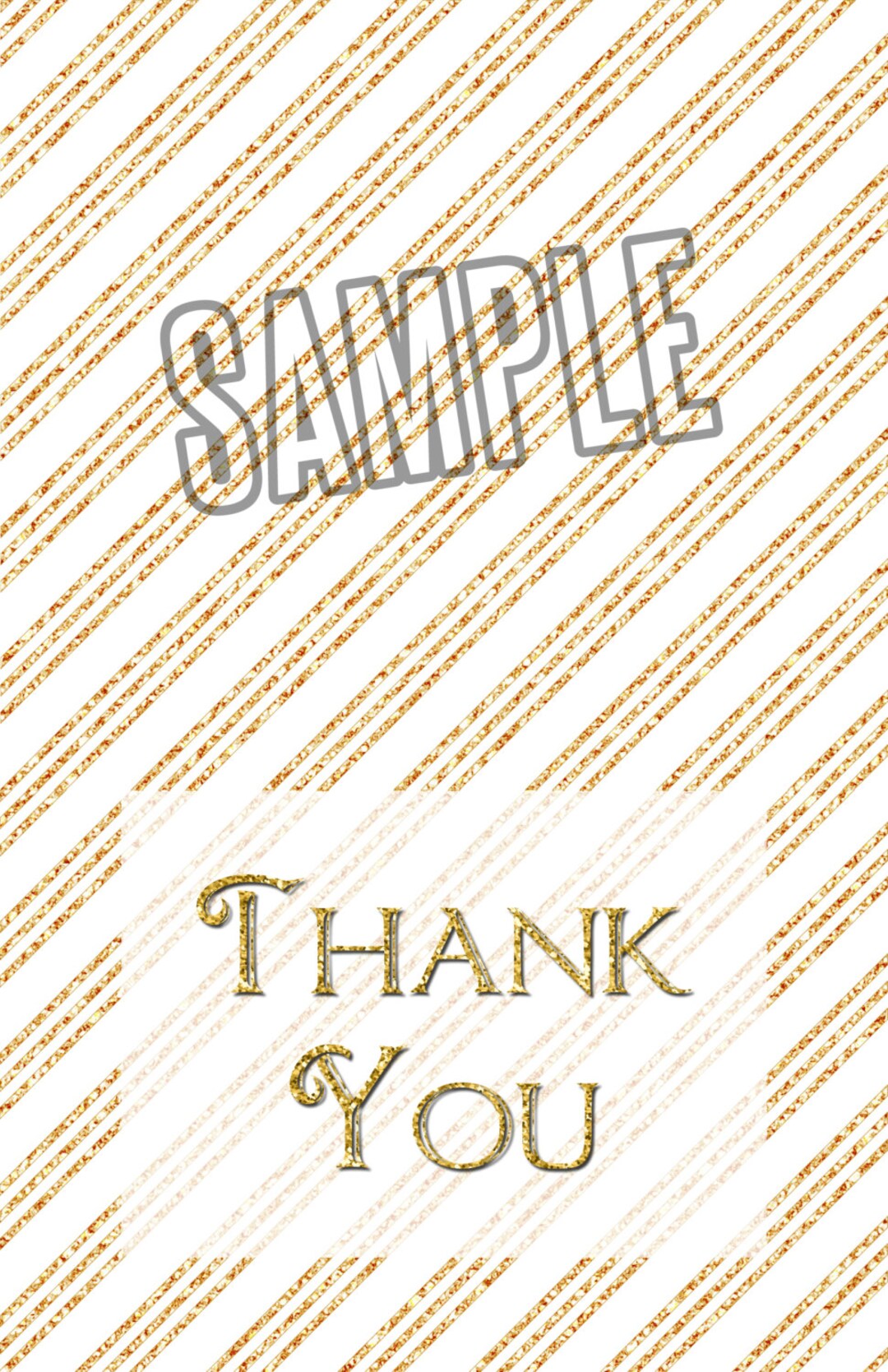 Beautiful Gold Glitter Diagonal Stripe Thank You Note Cards, Digital ...