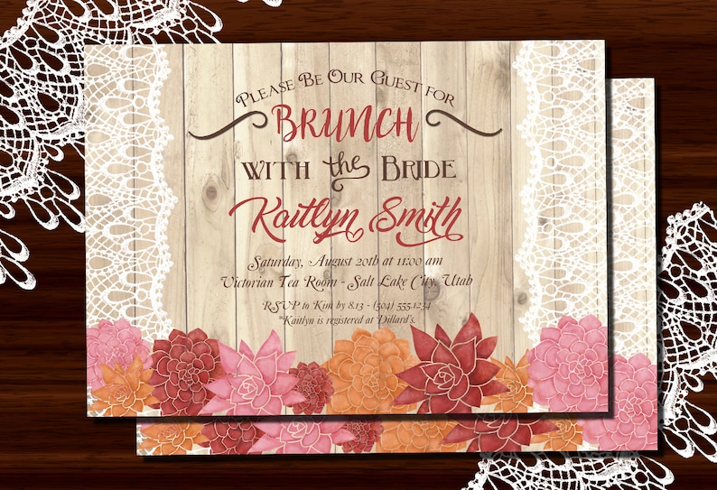 Rustic Bridal Shower Invitation, Bridal Brunch Invitations, Brunch With ...