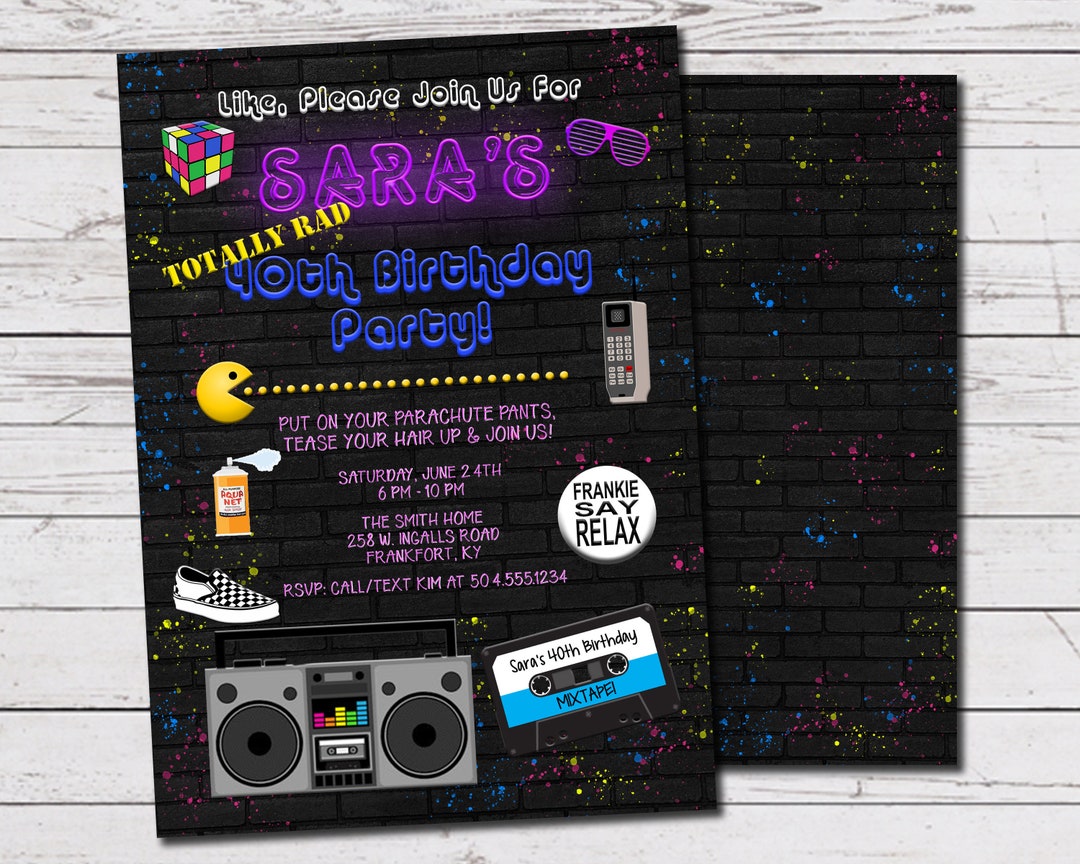 1980s Invitation, 80s Invitation, 1980s Birthday Invitation, 80s ...