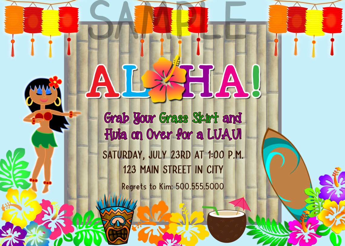 Luau Invitation Luau Birthday Invitation Luau Party - Etsy