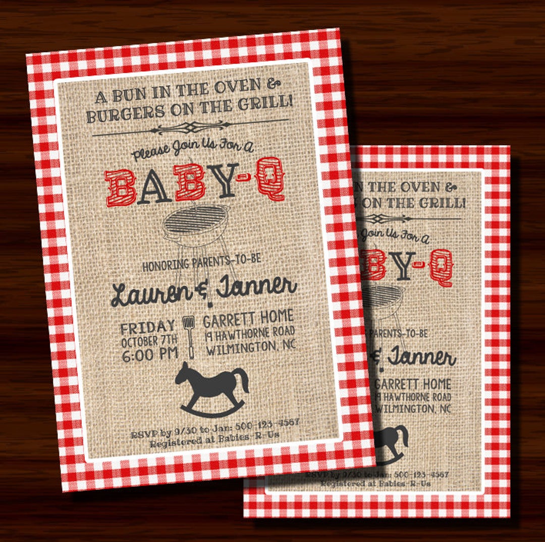 Baby Q Invitation, Baby-q Invitation, Baby Q Shower Invitation, BBQ ...
