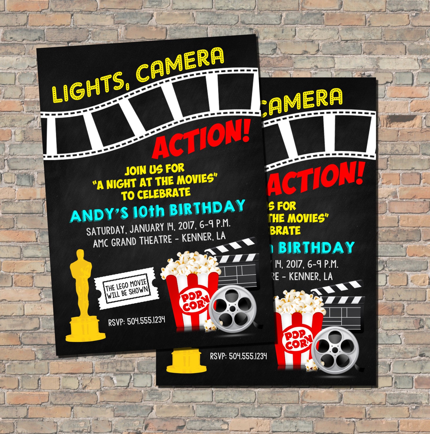 Movie Party Invitation Movie Birthday Invitation Movie Night | Etsy