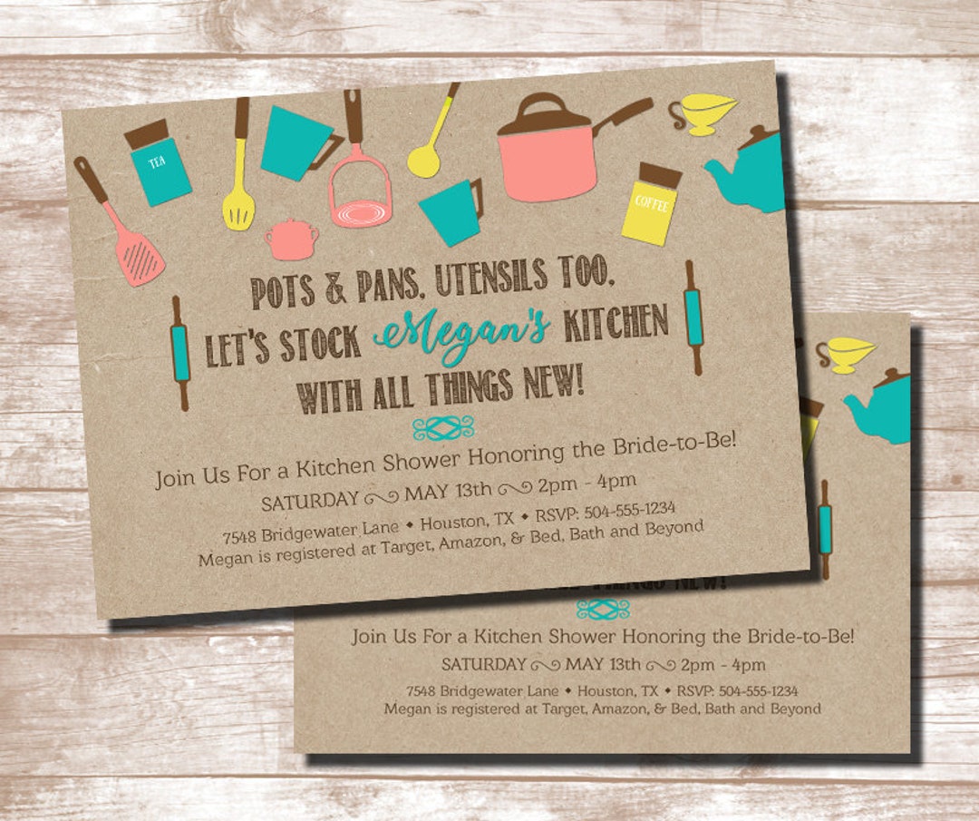 Kitchen Shower Invitation, Kitchen Bridal Shower Invitation, Stock the ...