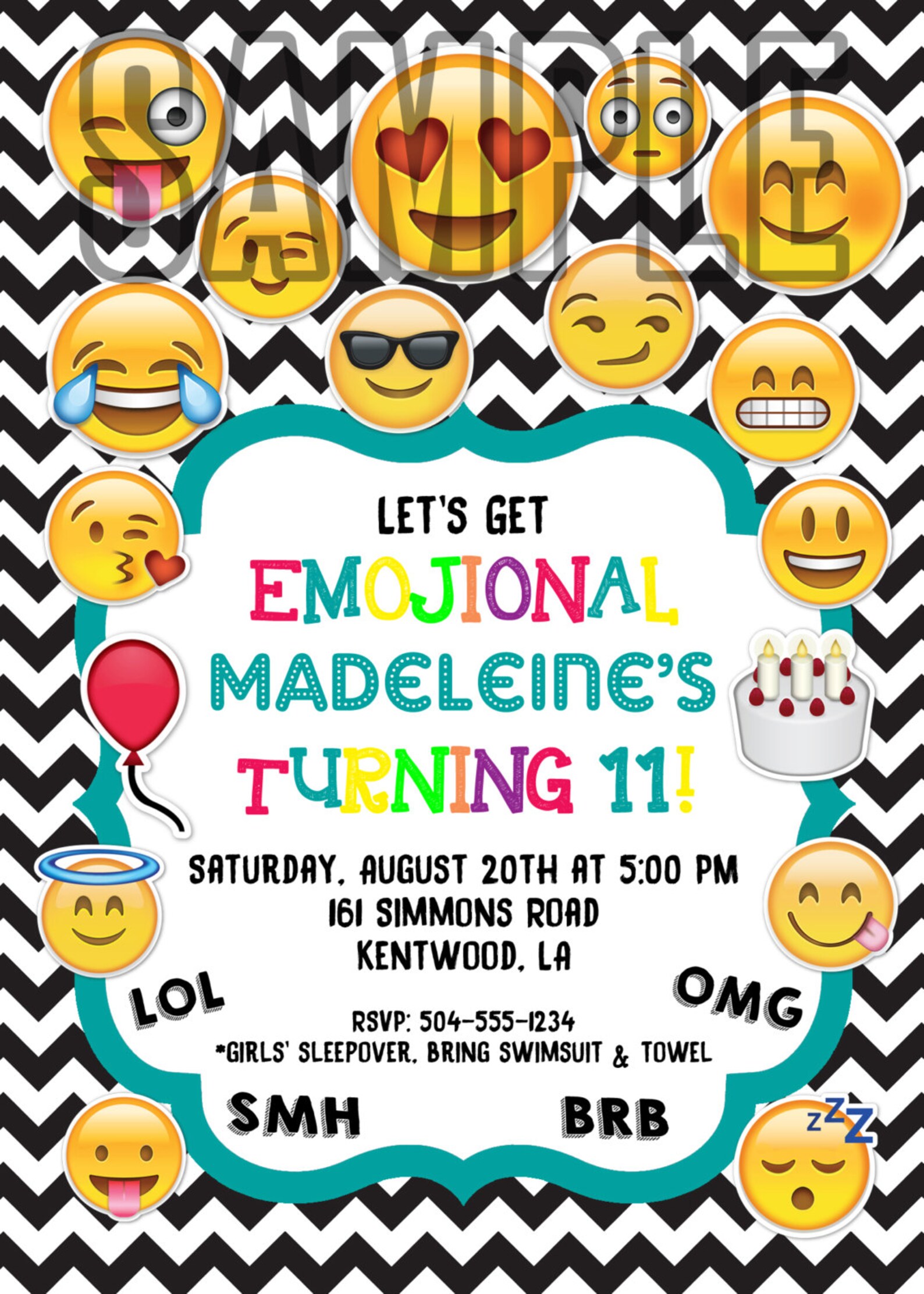 Emoji Invitations Emoji Birthday Invitations Emoji Theme - Etsy