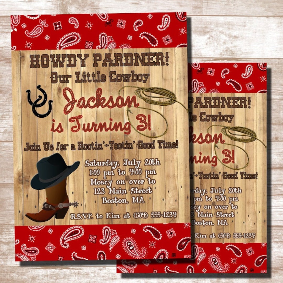 Cowboy Birthday Invitations, Cowboy Birthday Party, Cowboy Invitations ...