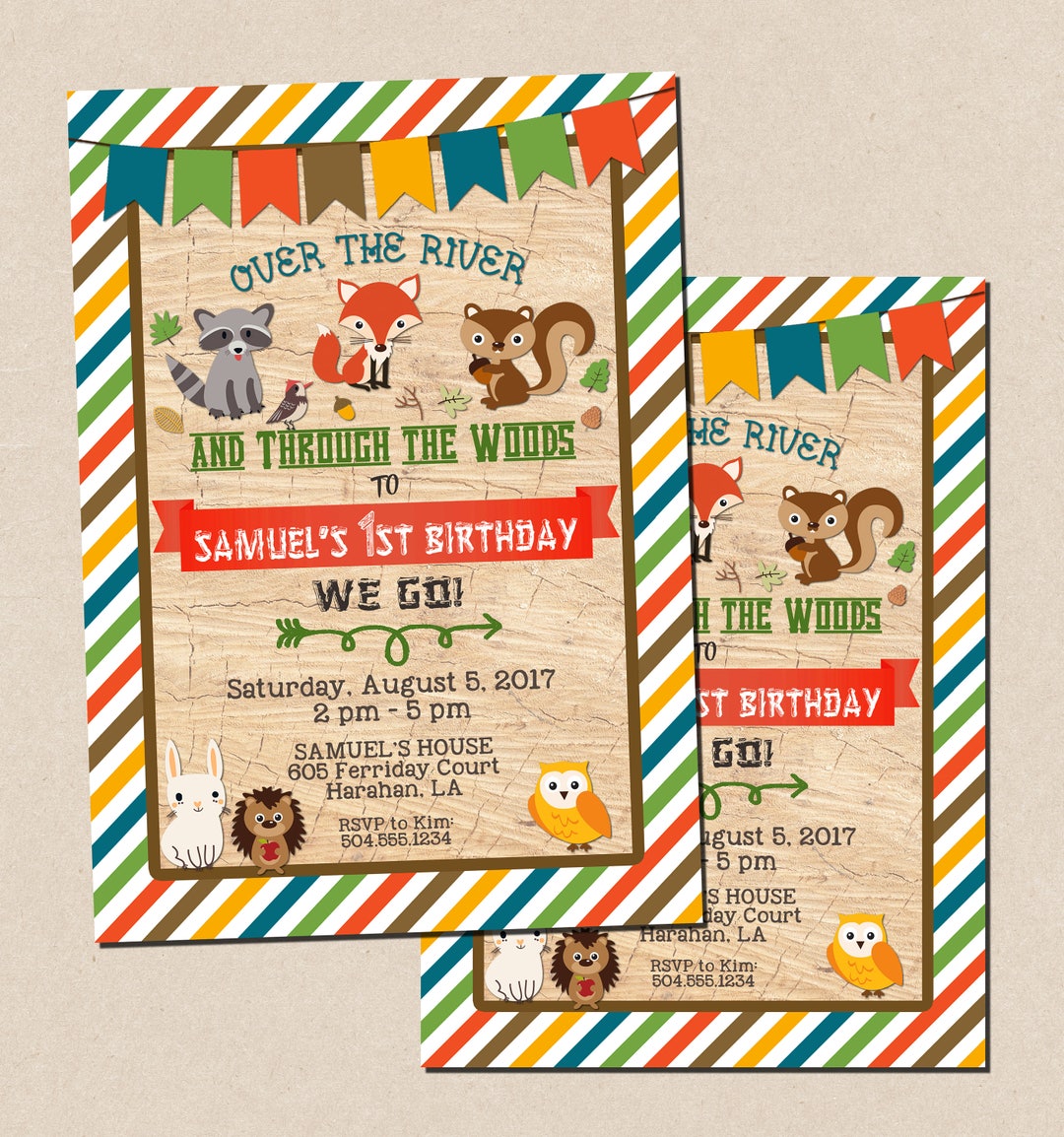 Woodland Animals Invitation, Woodland Animals Birthday Invitation ...