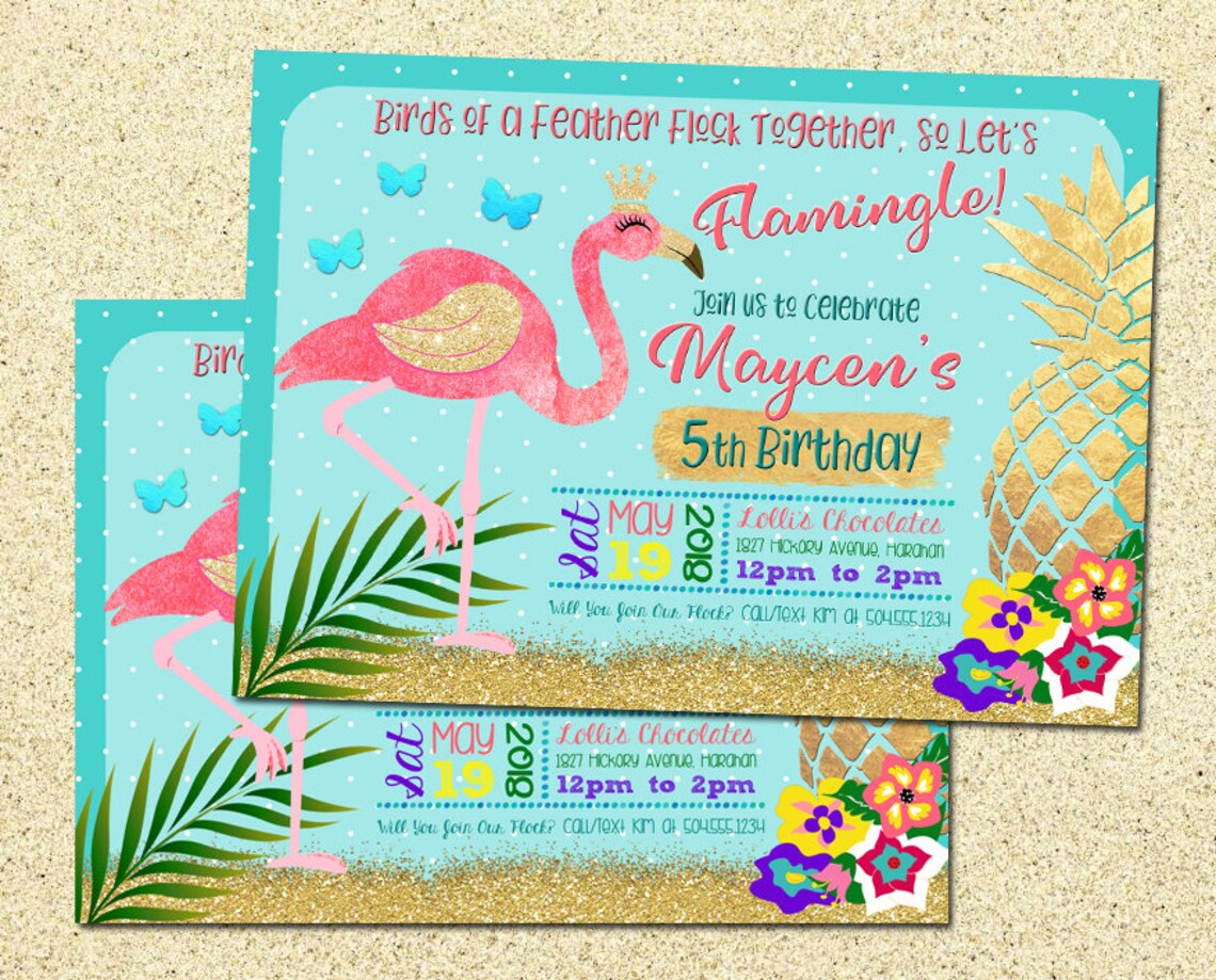 Let's Flamingle Invitations Flamingo Invitations | Etsy