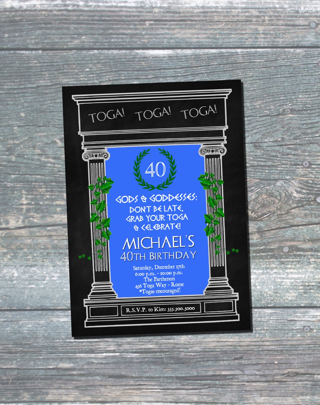 Toga Party Invitation, Toga Invitation, Toga Birthday Invitation, 40th ...