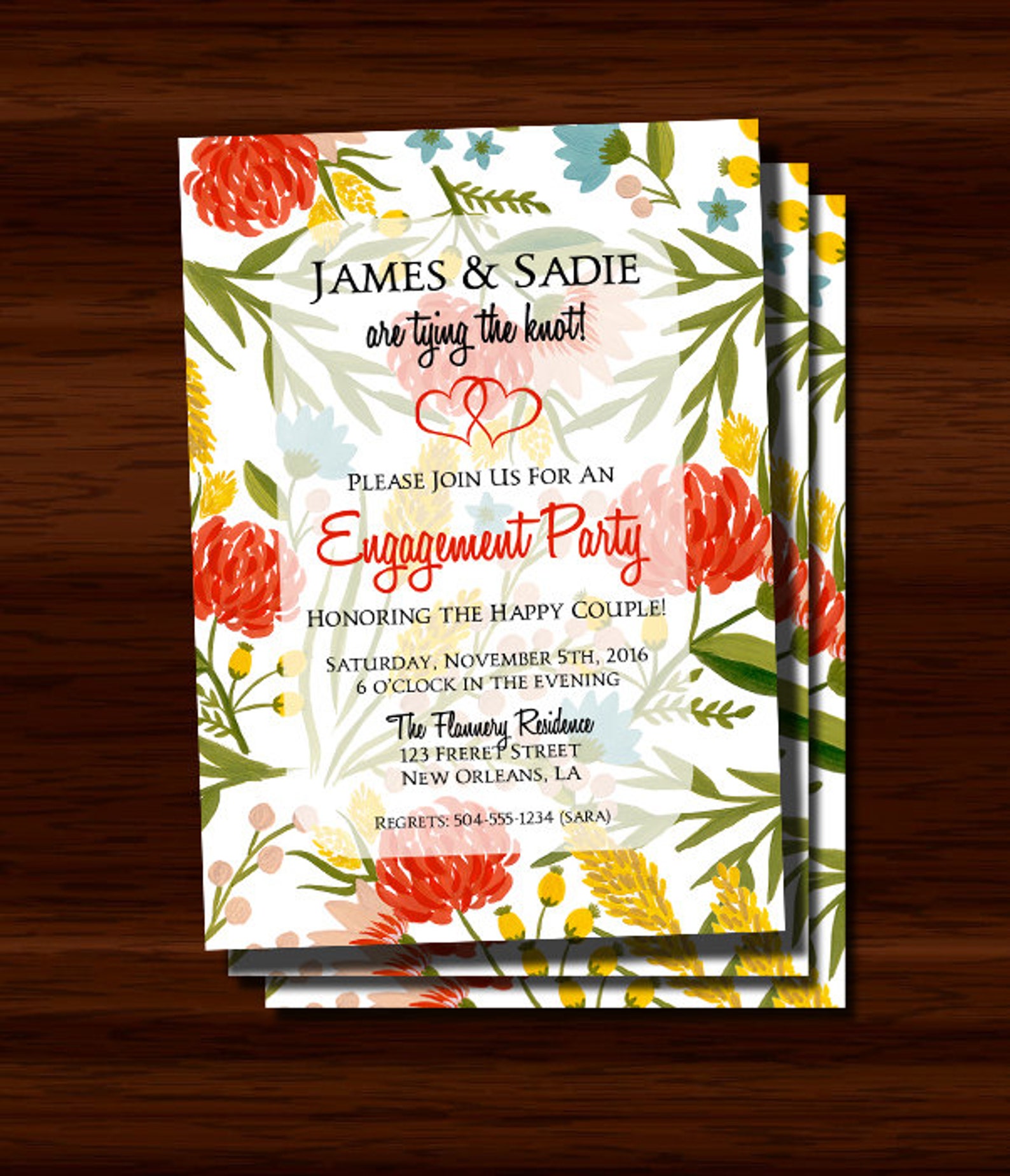 Floral Engagement Party Invitation, Engagement Party Invitation ...