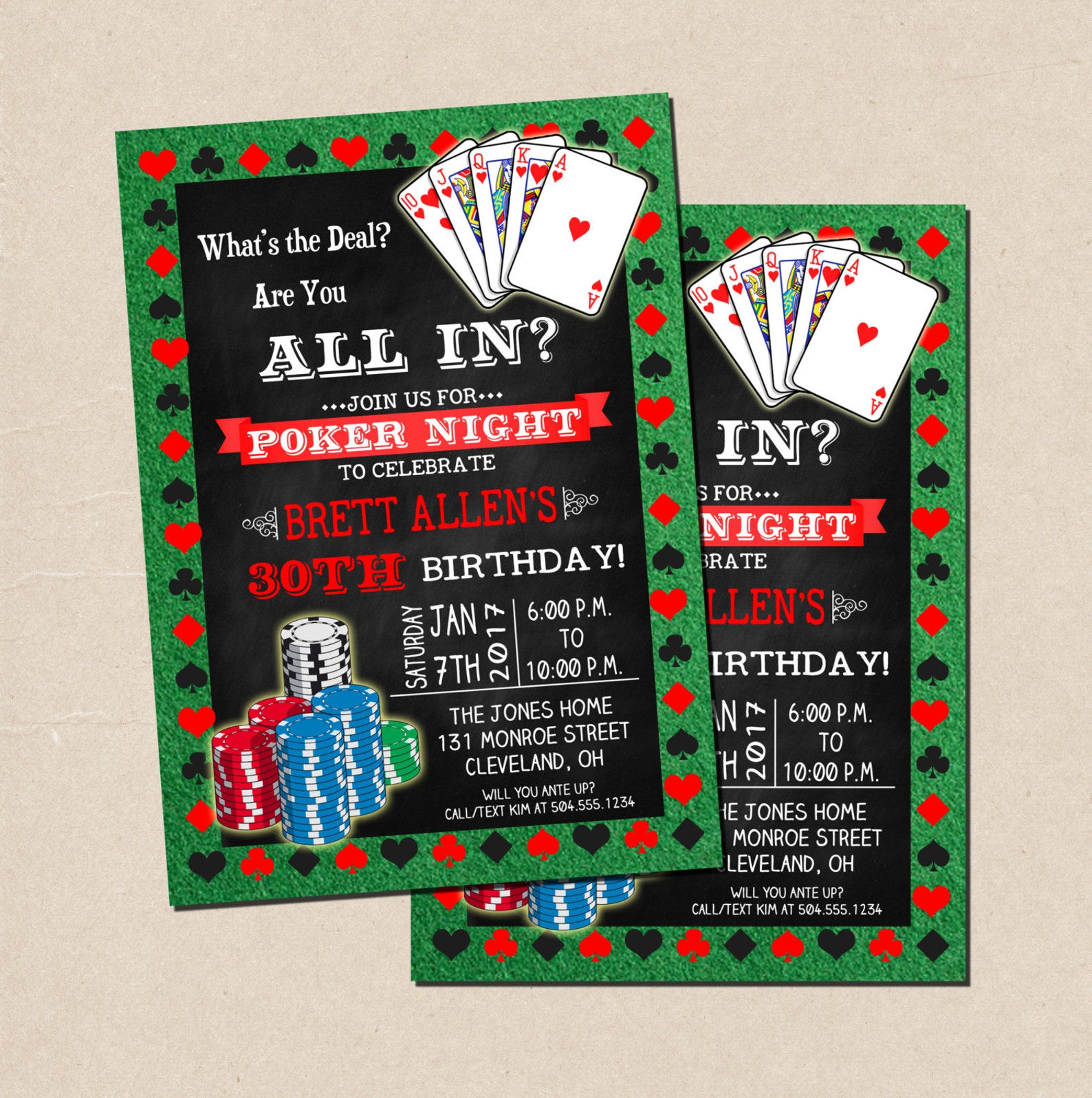 Poker Party Invitation, Poker Birthday Invitation, Poker Night ...