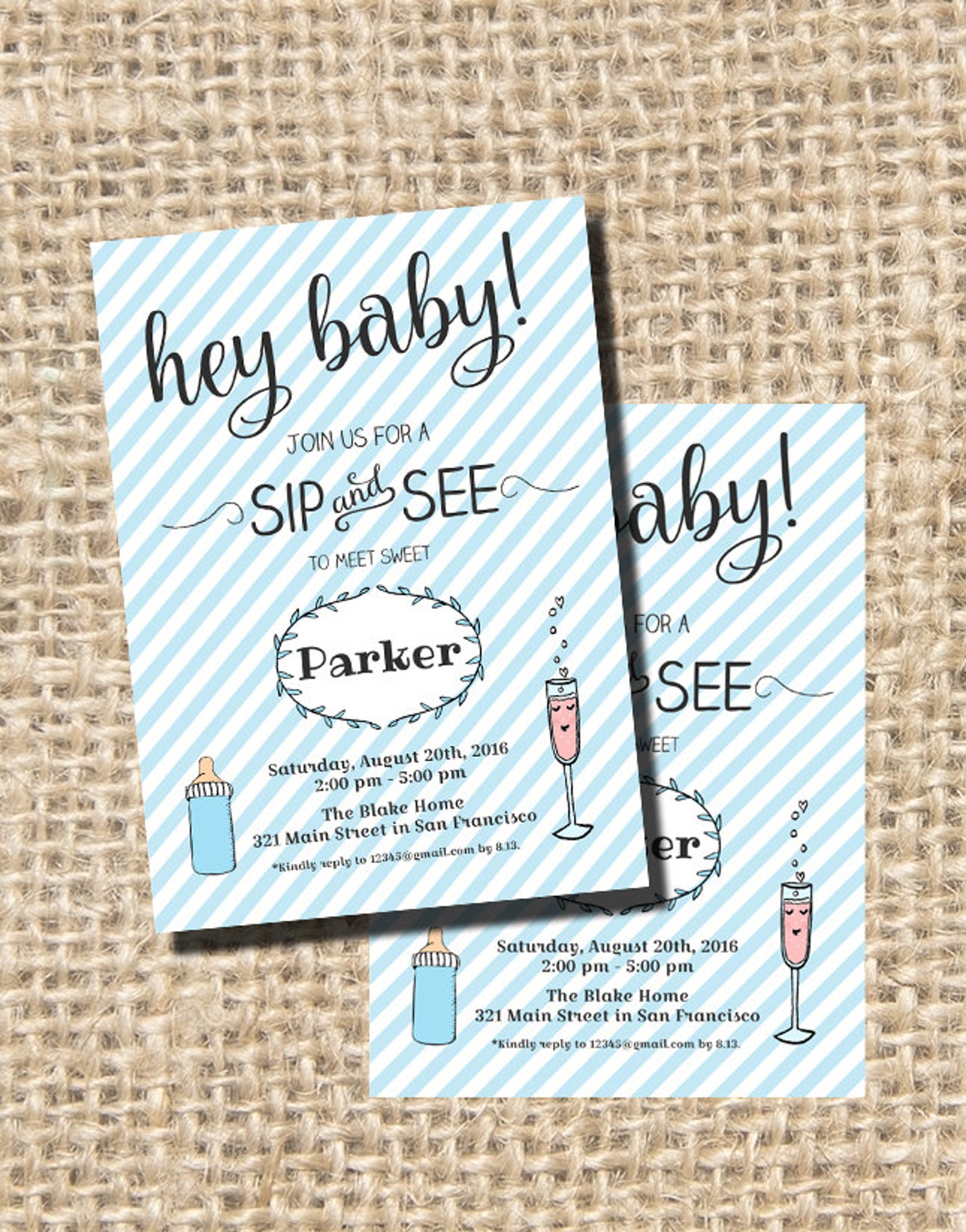 Baby Shower Invitations, Sip and See Invitations, Sip and See Baby ...