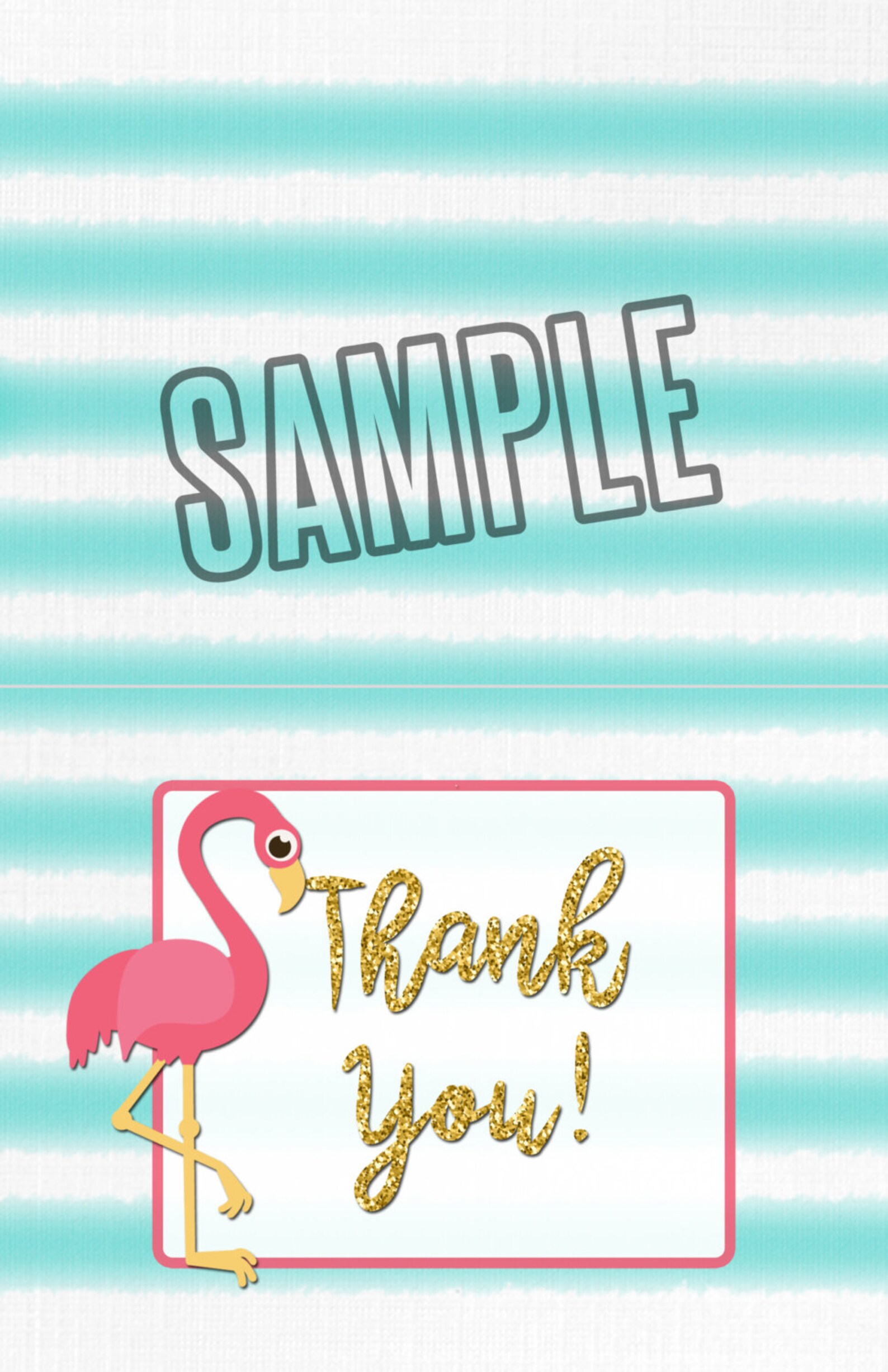 Flamingo Thank You Note Cards, Digital Printable, INSTANT DOWNLOAD ...