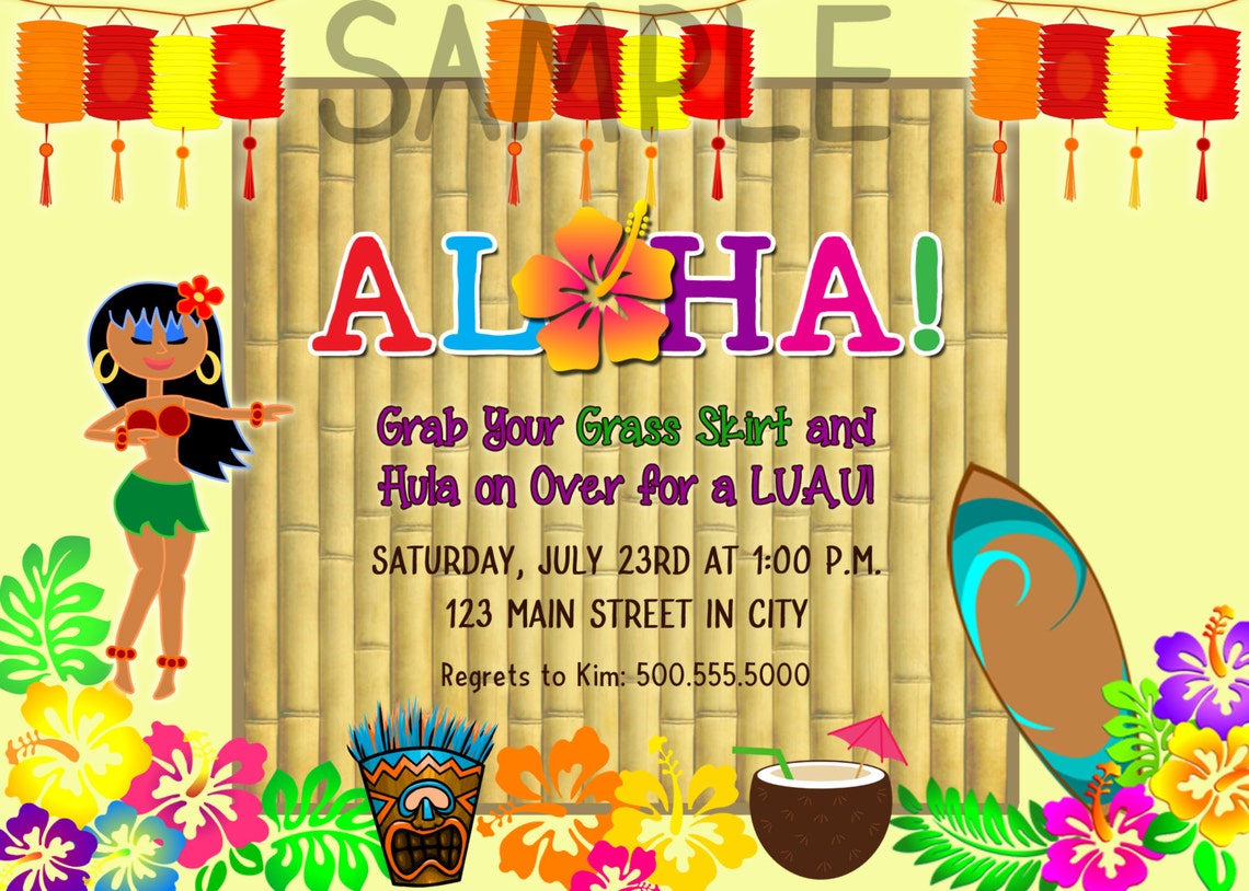 Luau Invitation Luau Birthday Invitation Luau Party - Etsy