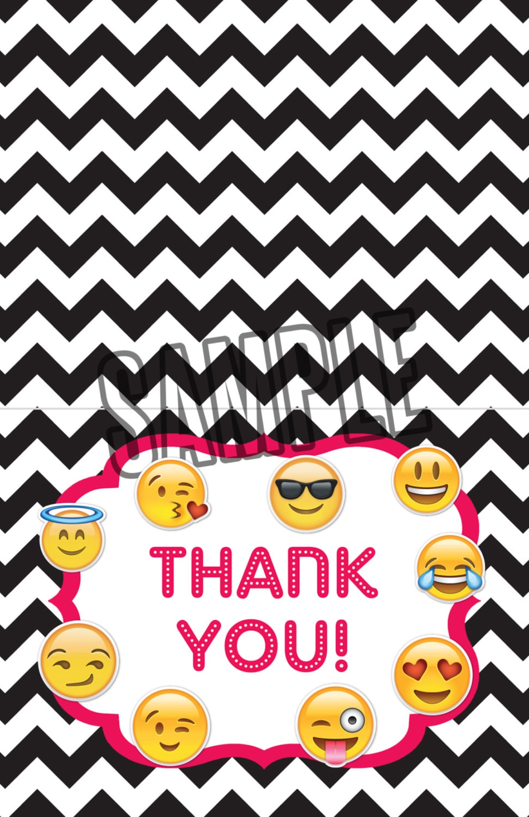 Emoji Thank You Note Cards, Digital Printable, INSTANT DOWNLOAD ...