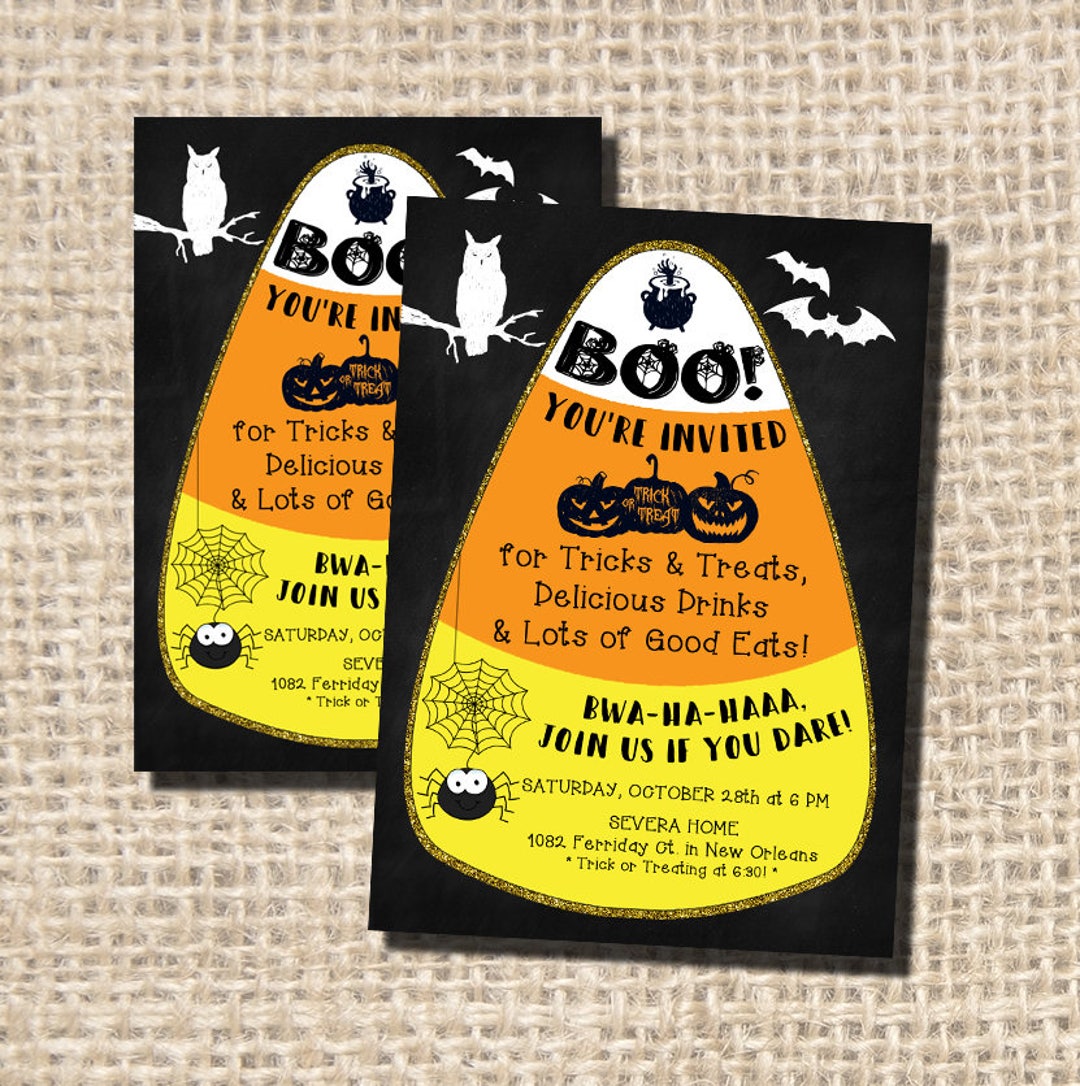 Candy Corn Invitation, Candy Corn Halloween Invitation, Halloween Party ...