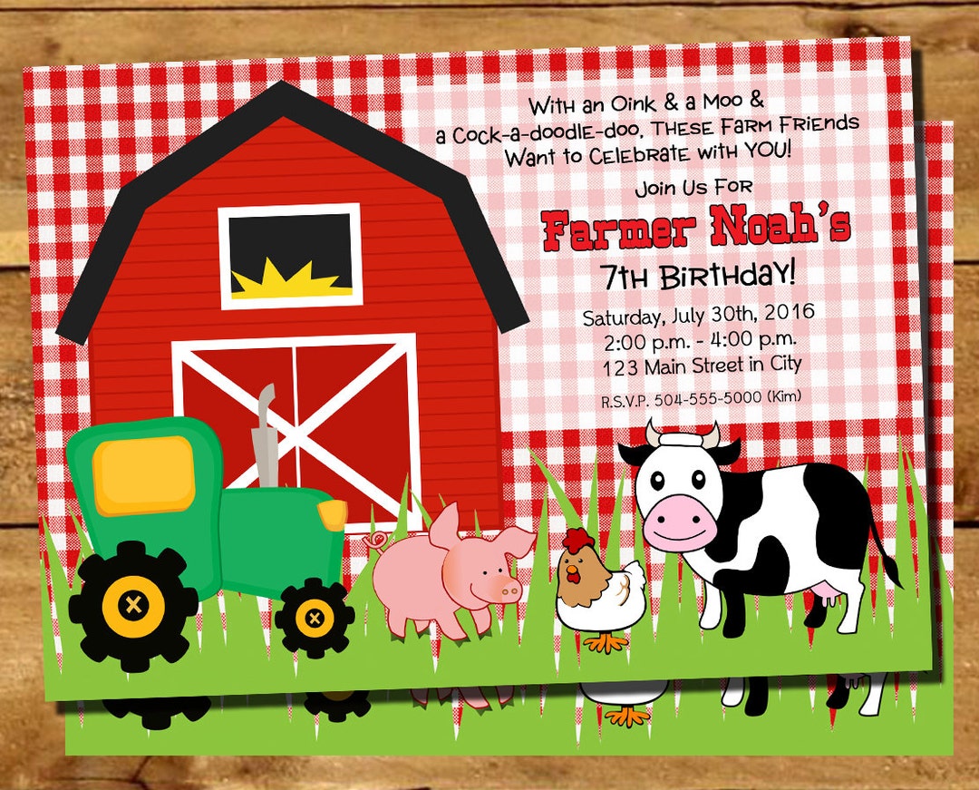 Farm Invitations, Farm Animal Invitations, Farm Birthday Invitations ...