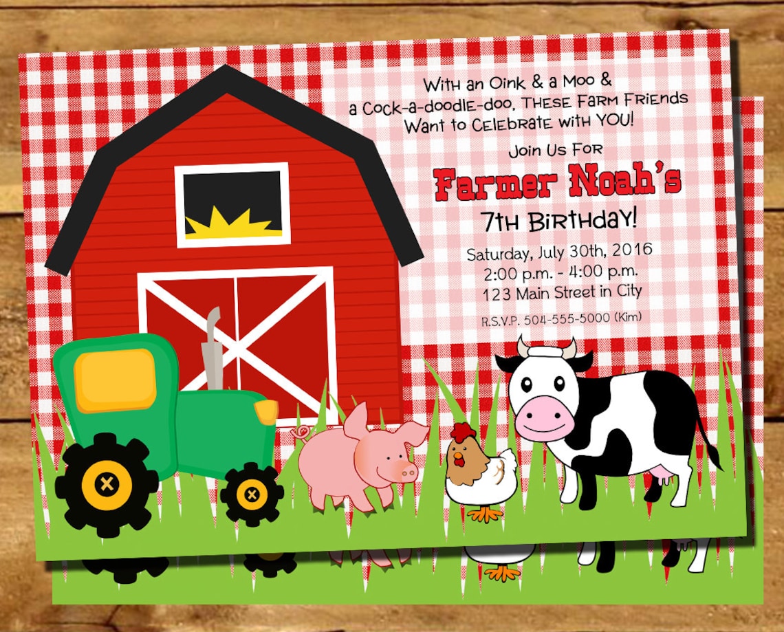 Farm Invitations Farm Animal Invitations Farm Birthday - Etsy