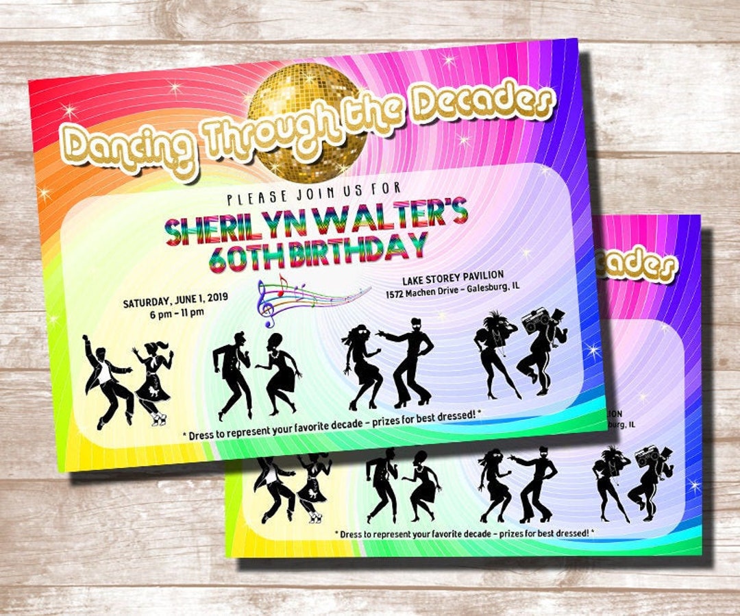 Decades Invitations, Through the Decades Invitations, Dancing Through ...