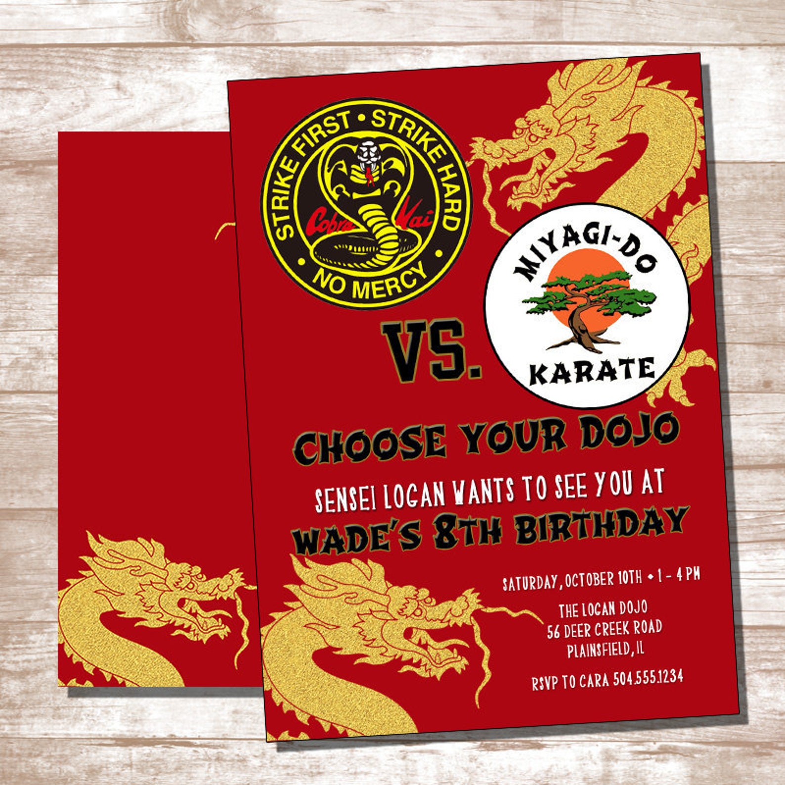 Cobra Kai Invitation, Karate Invitation, Karate Kid Invitation, Karate ...