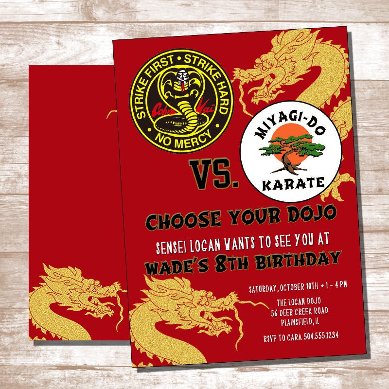 Cobra Kai Invitation, Invitation karaté, Karaté Kid Invitation, Karaté ...