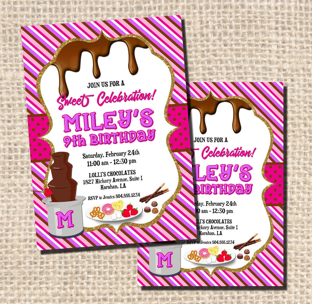 Chocolate Birthday Invitation, Chocolate Invitation, Chocolate Dipping ...