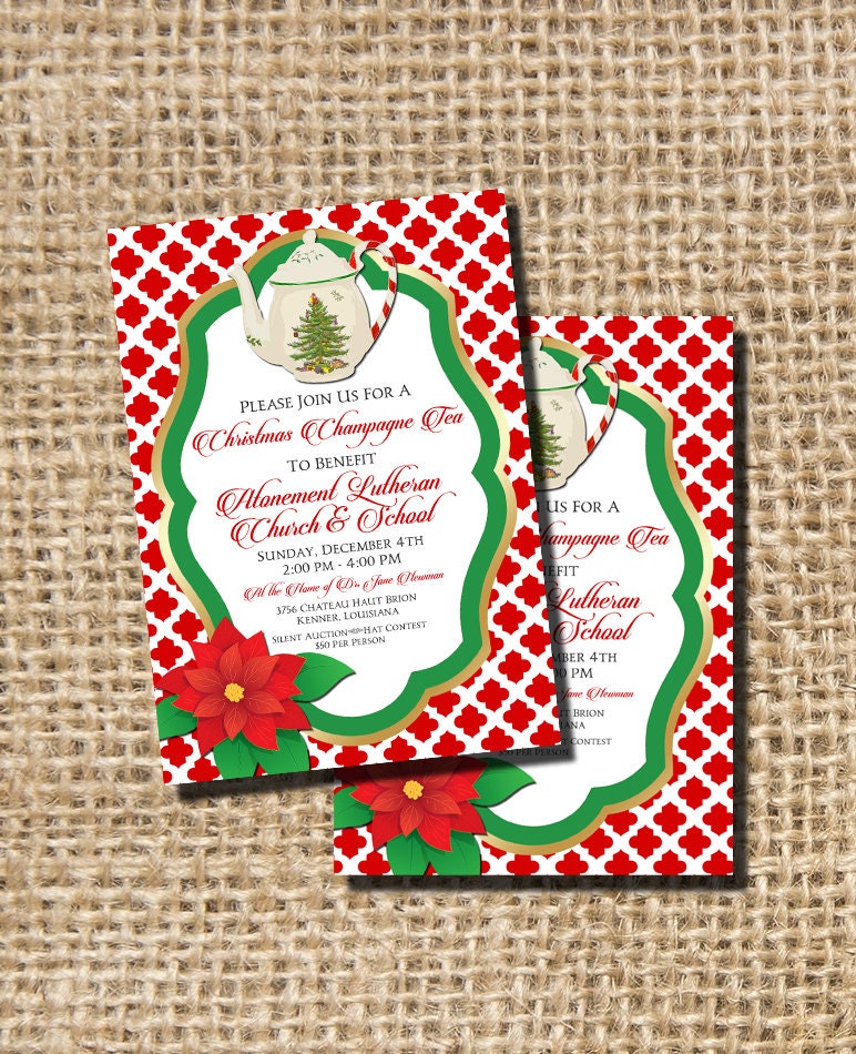 Christmas Tea Invitation Holiday Tea Invitation Christmas | Etsy