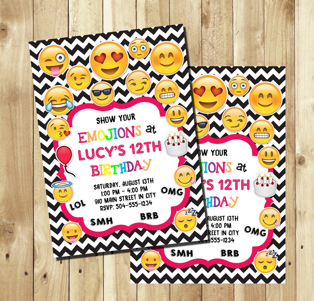 Emoji Invitations, Emoji Birthday Invitations, Emoji Theme Birthday ...