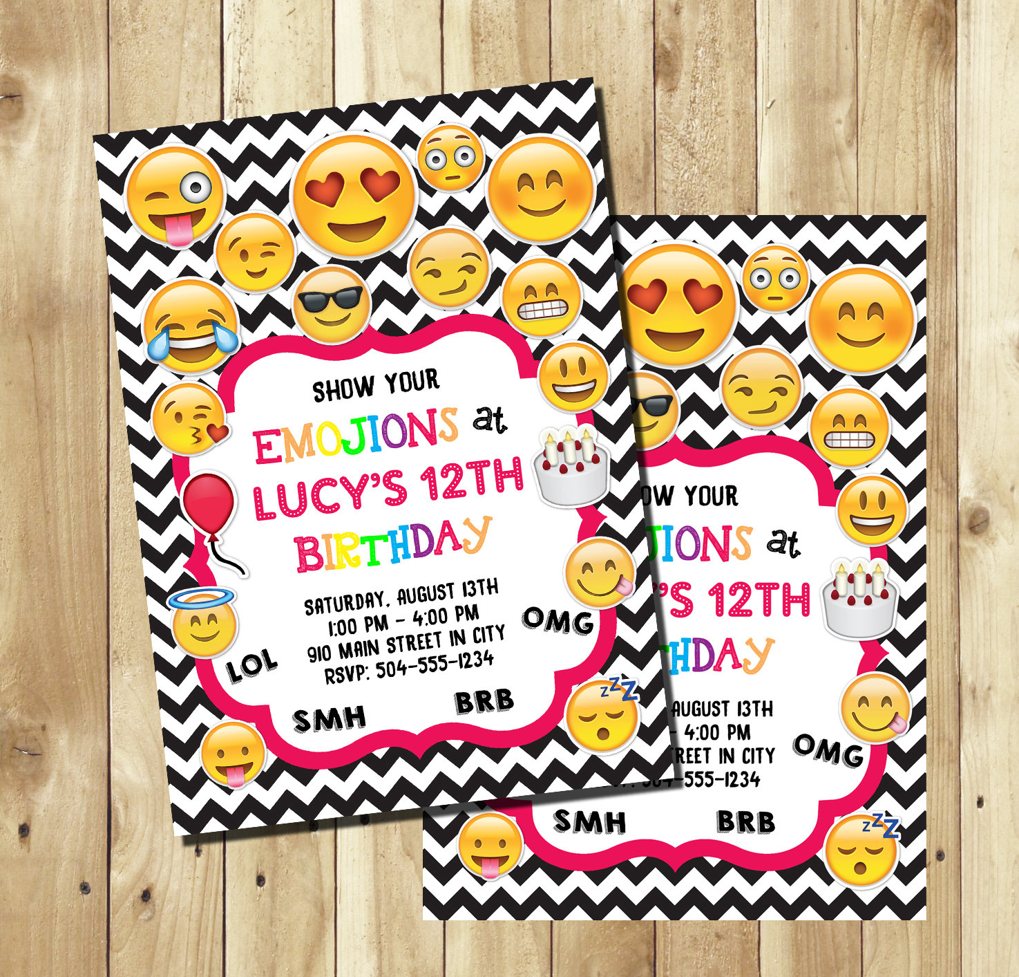 Emoji Invitations Emoji Birthday Invitations Emoji Theme | Etsy