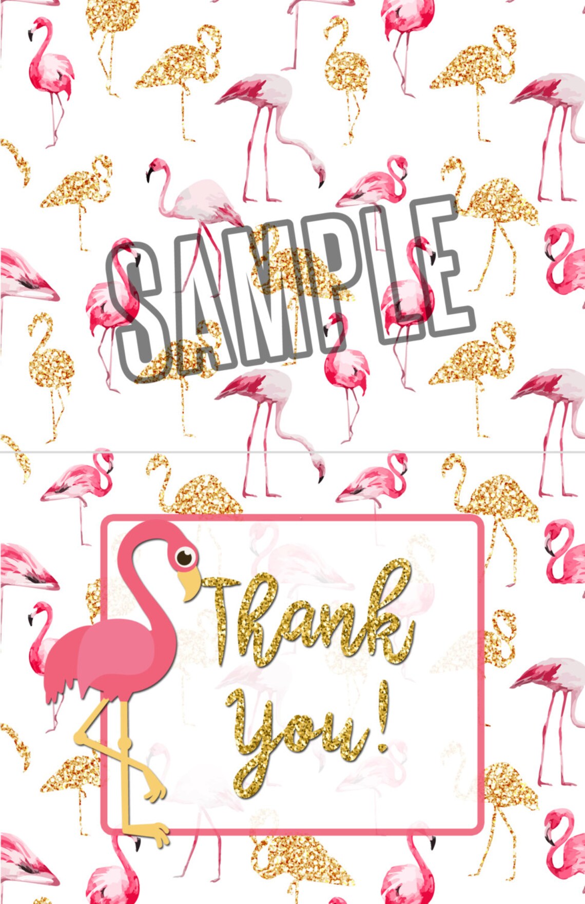 Flamingo Thank You Note Cards, Digital Printable, INSTANT DOWNLOAD ...