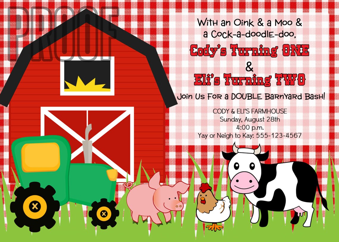 Farm Invitations Farm Animal Invitations Farm Birthday - Etsy
