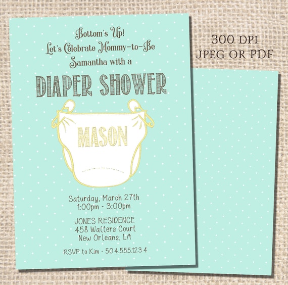 Diaper Shower Invitation Boy Diaper Shower Invitation Diaper | Etsy