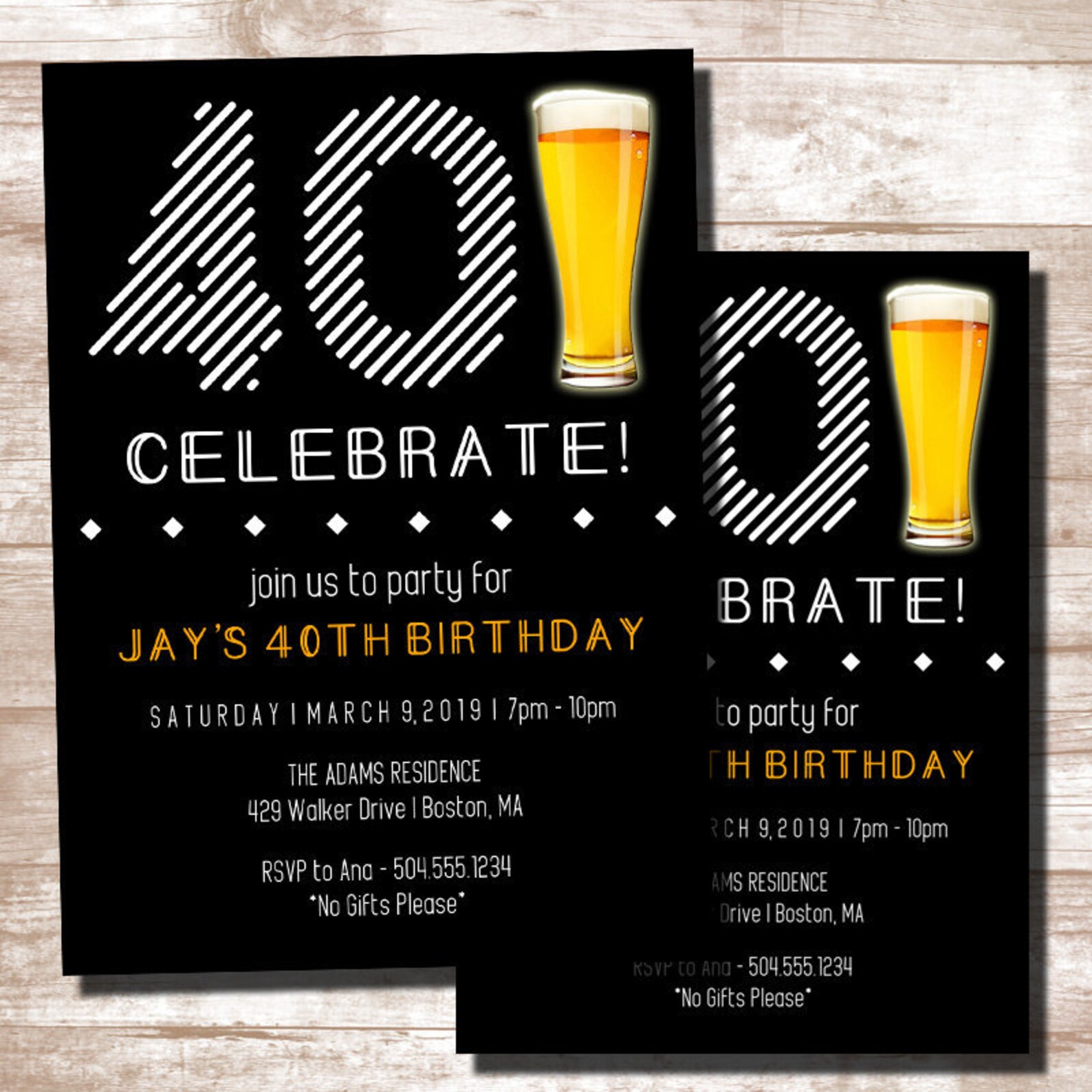 40th Birthday Party Invitations 40th Birthday Invitations - Etsy
