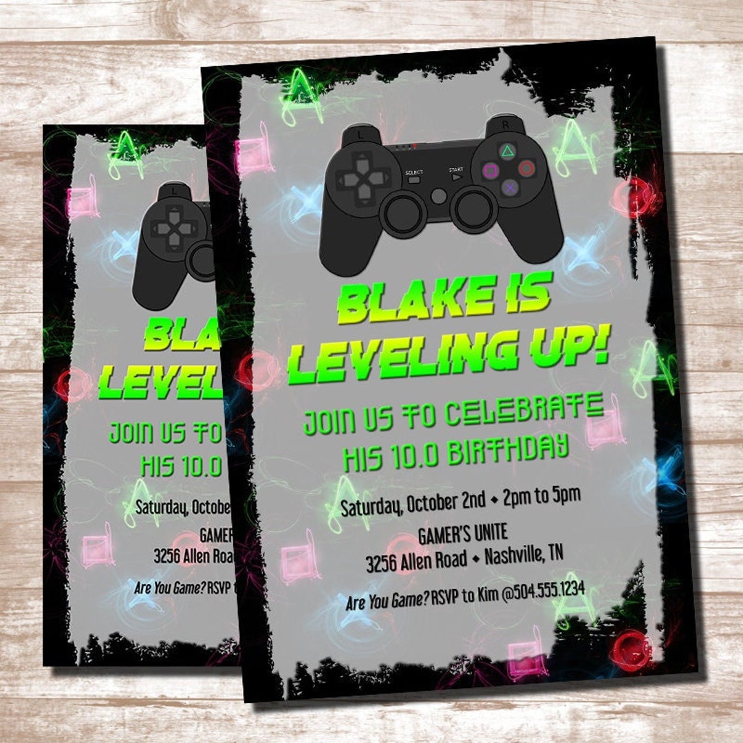 Gamer Invitation, Gaming Party Invitations, Gamer Birthday Invitations ...