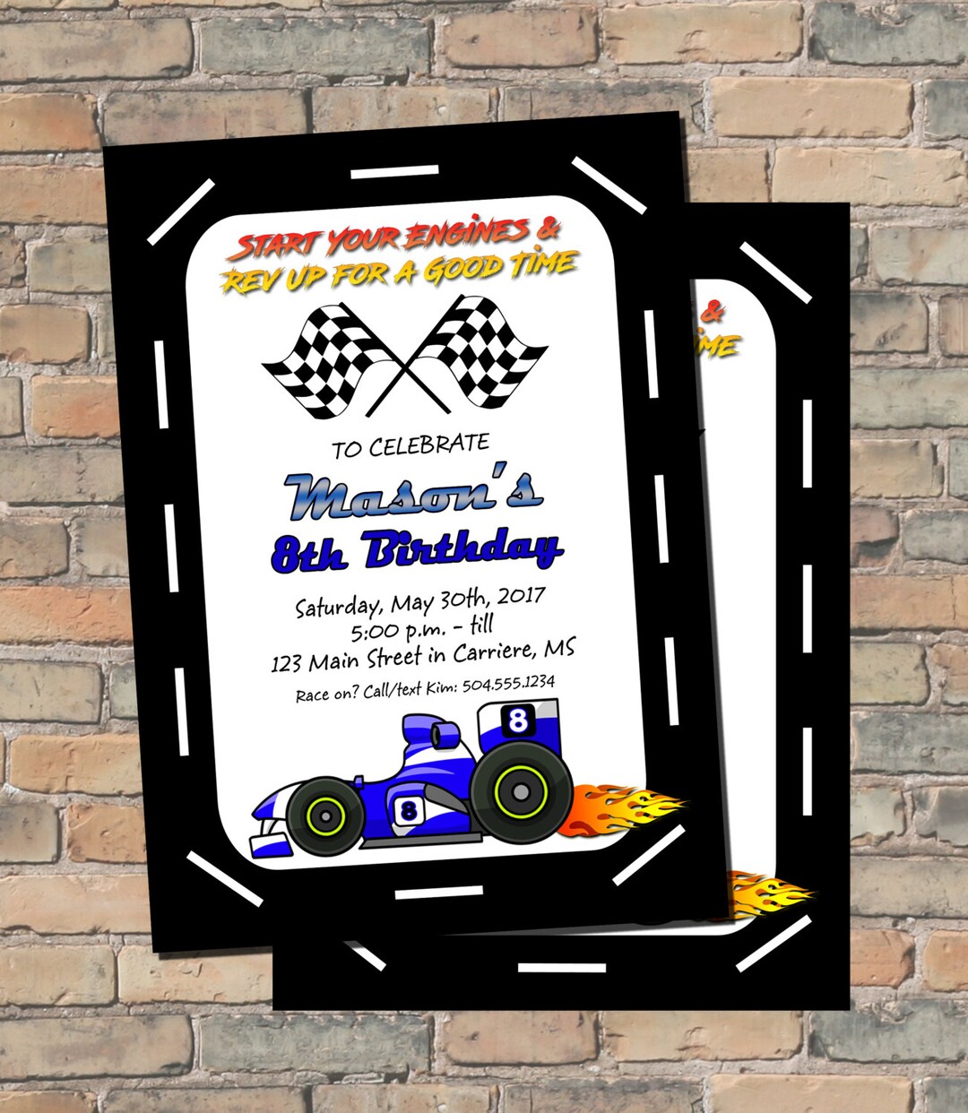 Racing Invitation, Racing Birthday Invitation, Race Car Invitation ...