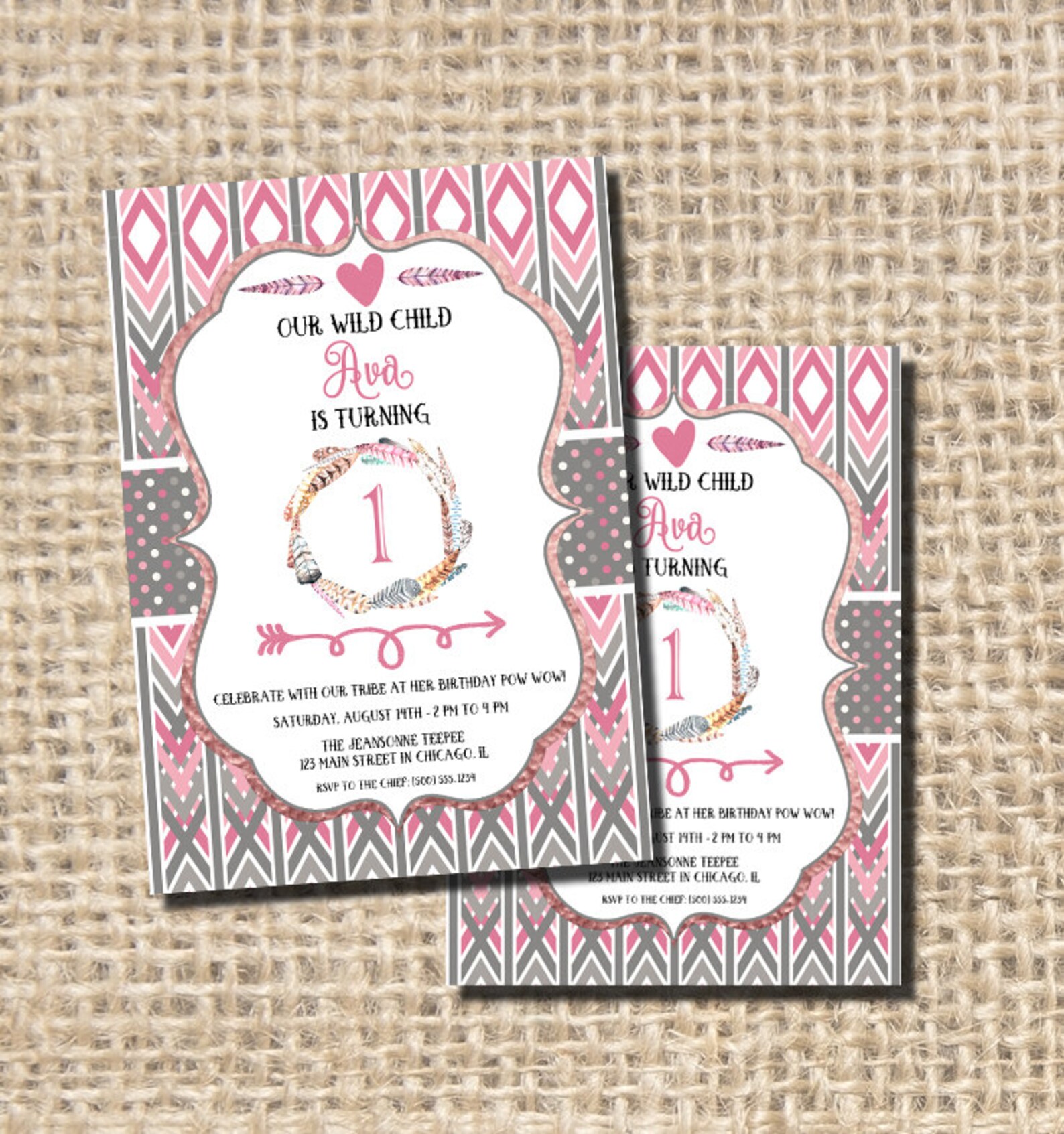 Tribal Invitation, Tribal Birthday Invitation, Boho Invitation, Boho ...