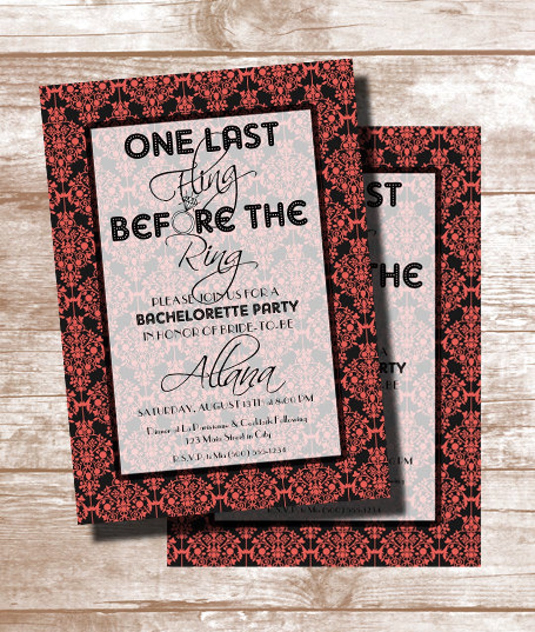 Bachelorette Party Invitation, Last Fling Before the Ring Invitation ...