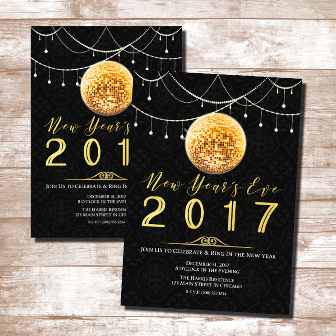 New Year's Eve Invitation, New Year's Eve Party Invitation, Elegant ...
