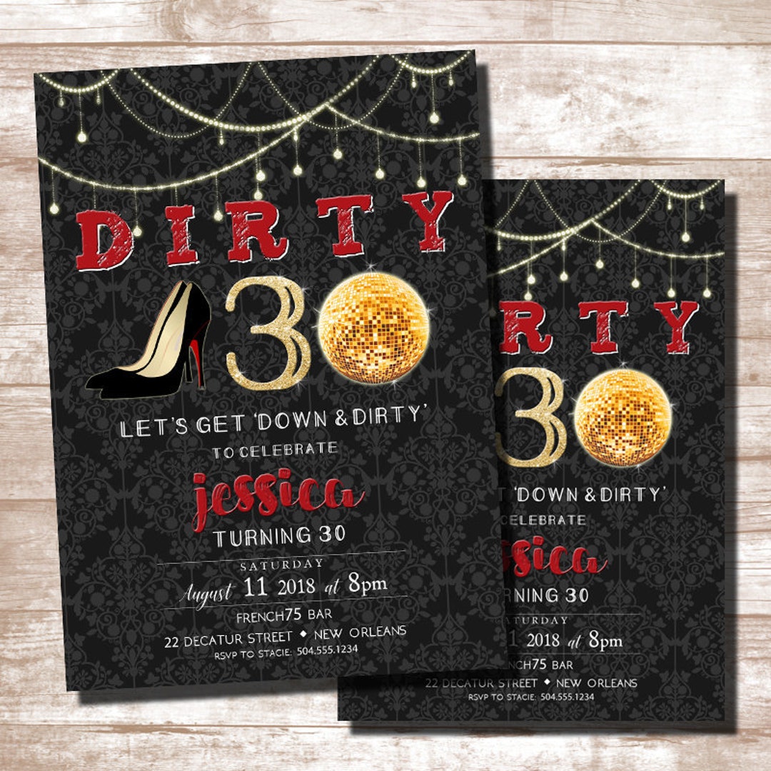 Dirty 30 Invitations, Dirty Thirty Invitations, Dirty 30 Birthday ...