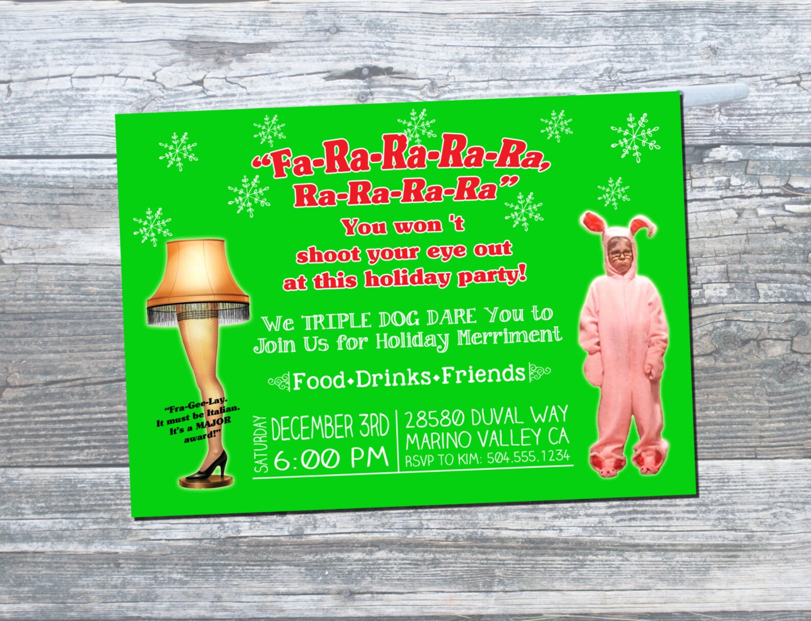 A Christmas Story Invitation, Leg Lamp Invitation, Ralphie Christmas ...