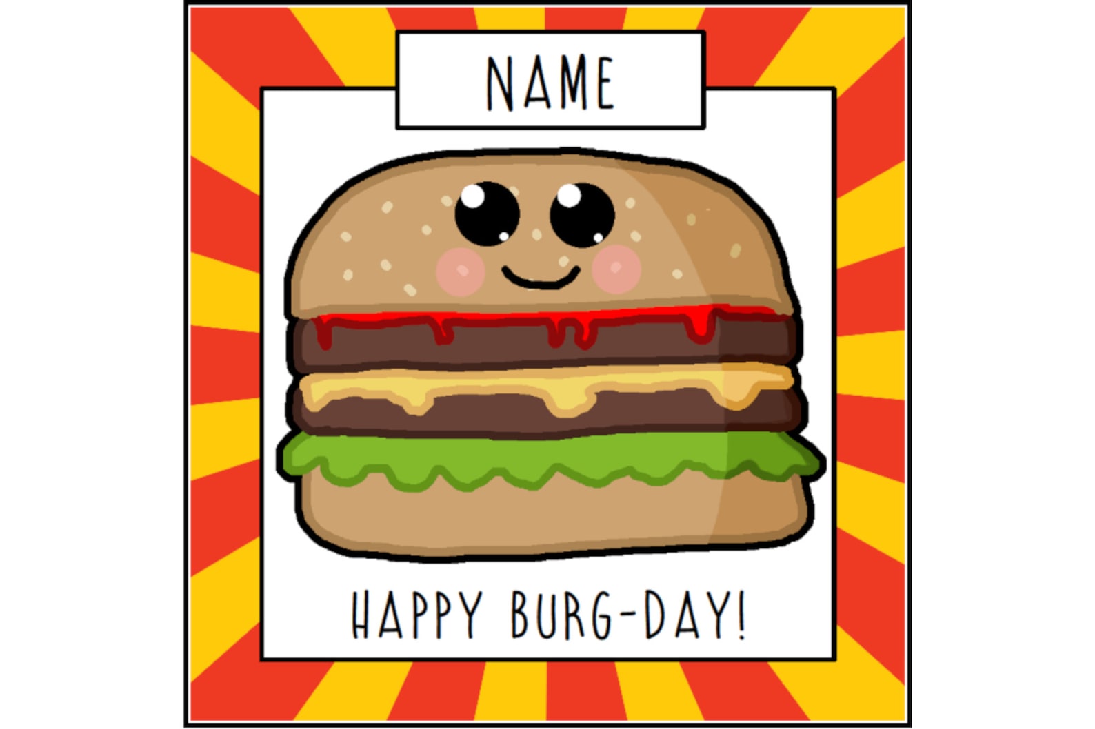 Burger Birthday Card Funny Card Birthday Greetings Food - Etsy