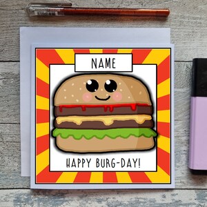 Burger Birthday Card, Funny Card, Birthday Greetings, Food Lover ...